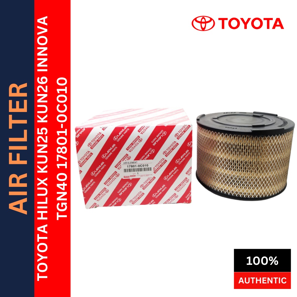 (17801-0C010) (100% GENUINE) ENGINE AIR FILTER TOYOTA HILUX KUN25 KUN26 ...