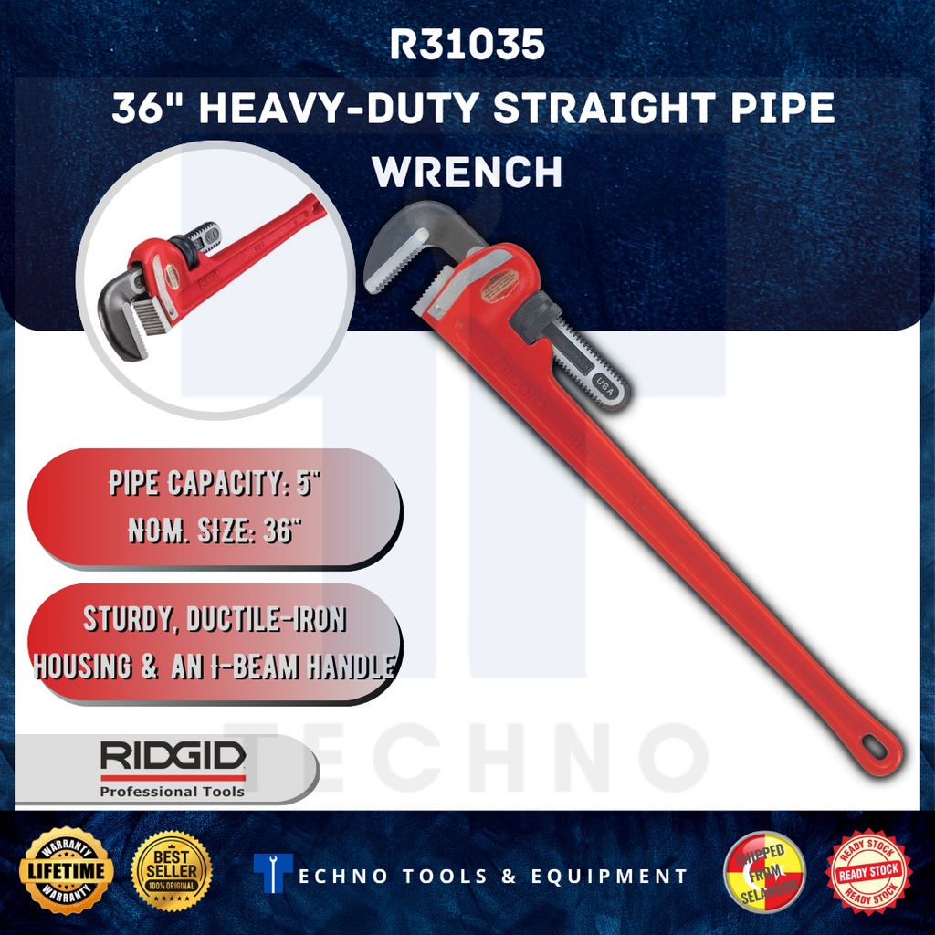 RIDGID Heavy-Duty Straight Pipe Wrenches (36"/900mm) 31035 | Shopee ...