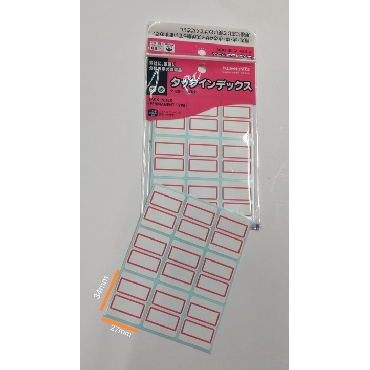KOKUYO TACK INDEX (Permanent Type) - 22R [27 x 34mm] - (90 SHEET/PACK ...