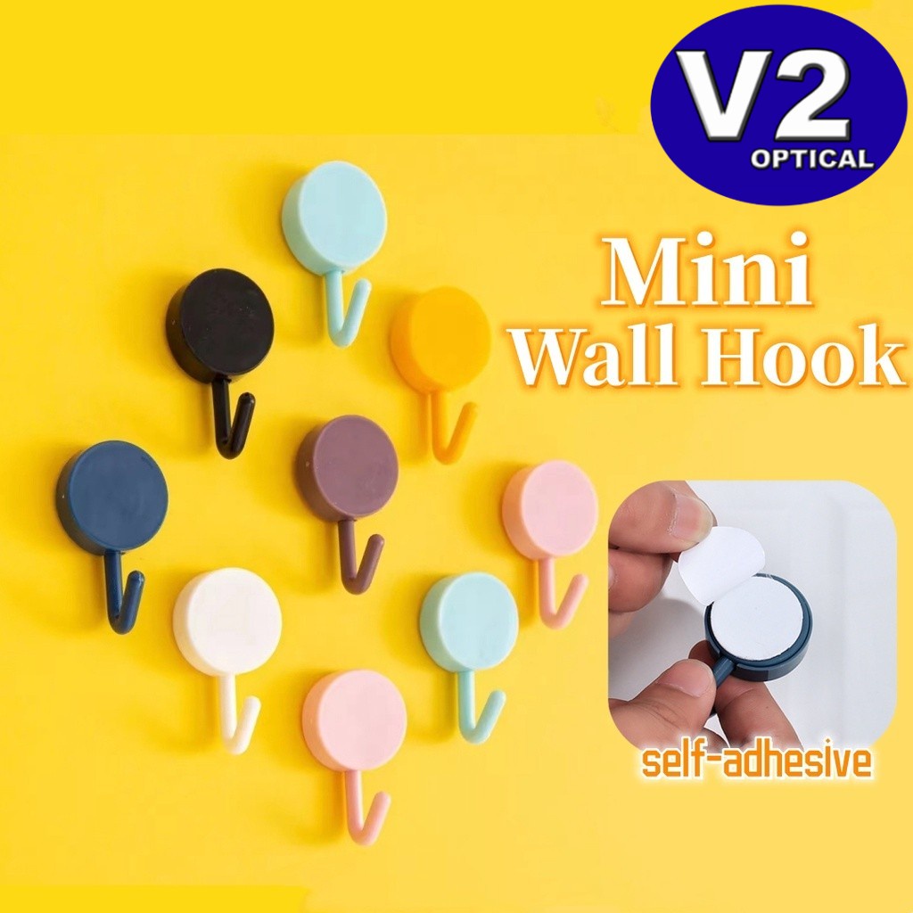 (1 PCS) Seamless Mini Wall Hook Round Cute Free Punch Hanging Hook Wall ...
