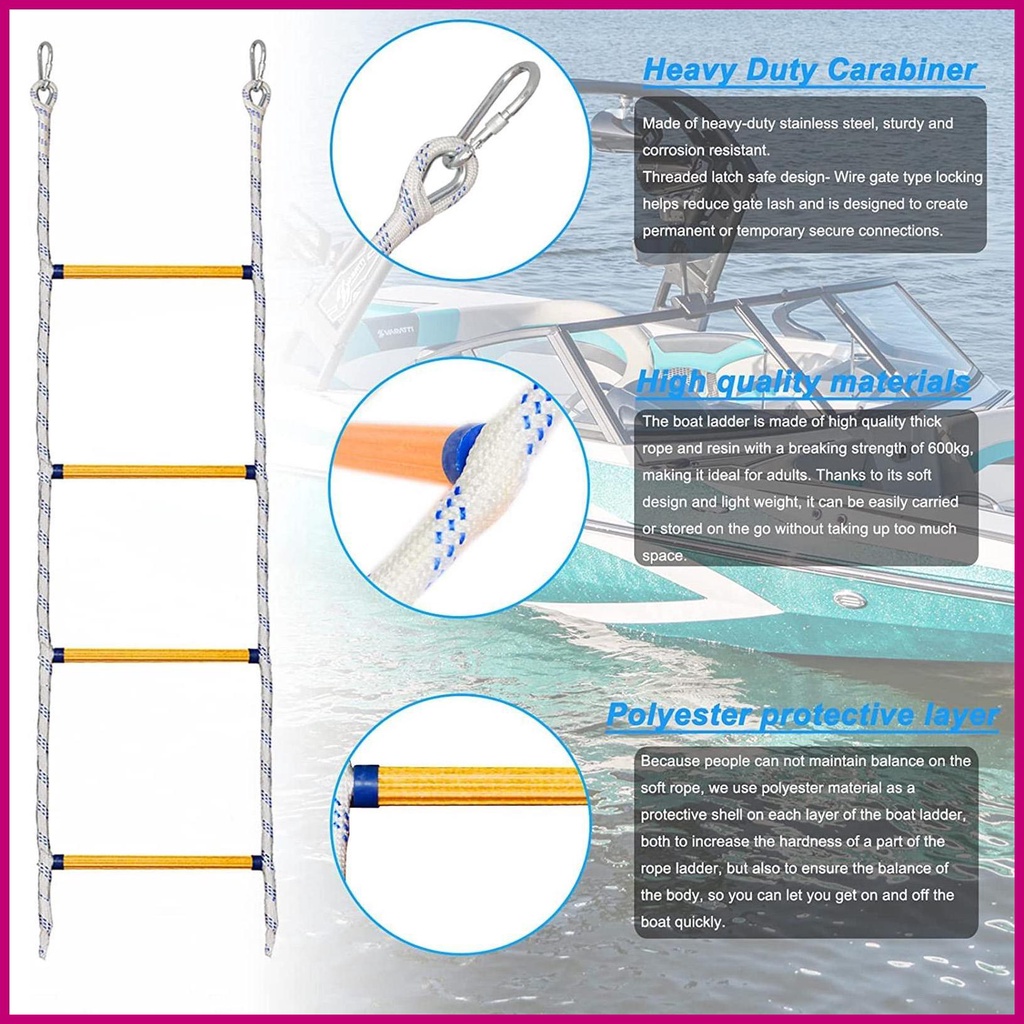 Portable Boat Ladder Nylon Rope Boat Ladder Portable for Adults ...