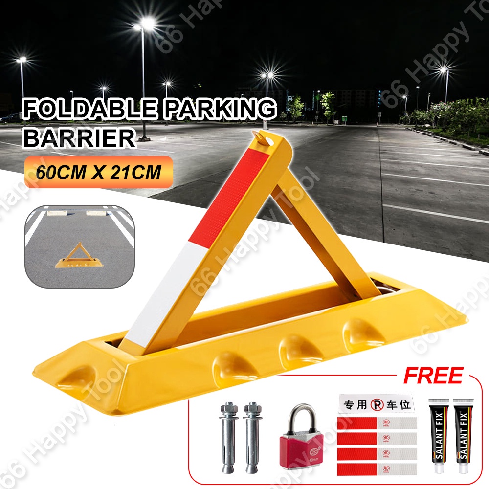 Foldable Parking Barrier Anti Theft Triangle Ground Mounted Stopper Car ...