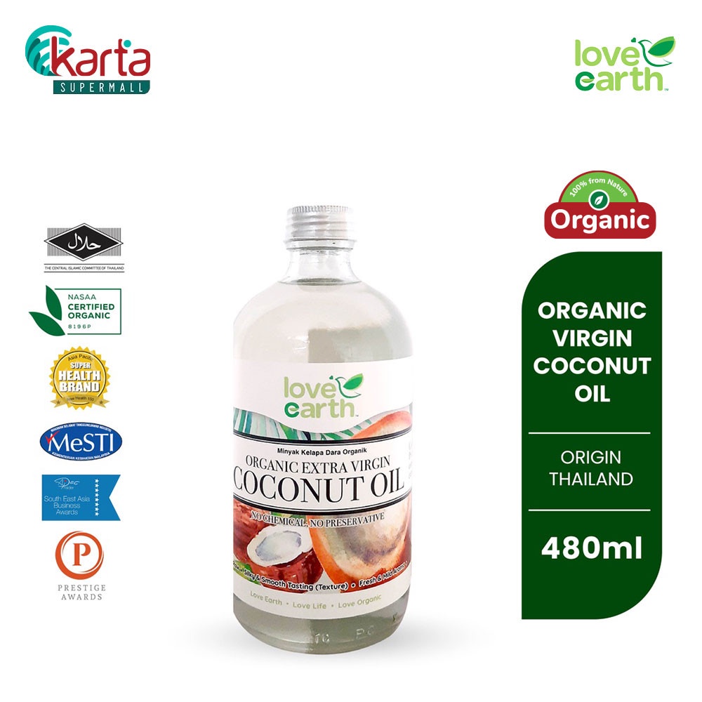 Love Earth Organic Extra Virgin Coconut Oil 480ml | Shopee Malaysia