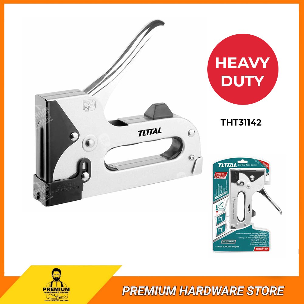 TOTAL Heavy Duty Staple Gun THT31142 (6-14mm) 2 in 1 Iron Stapler Gun ...