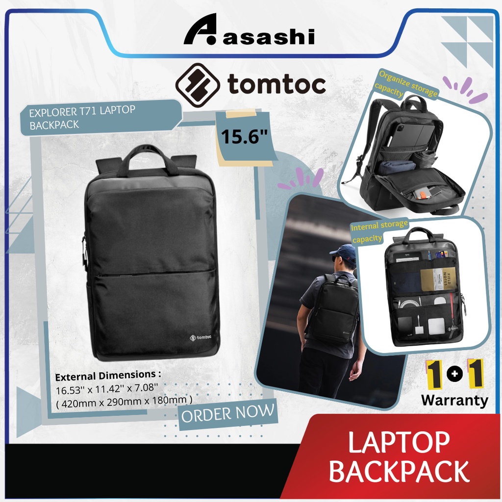 Tomtoc Explorer T71 Laptop Backpack / Travel Backpack | Shopee Malaysia