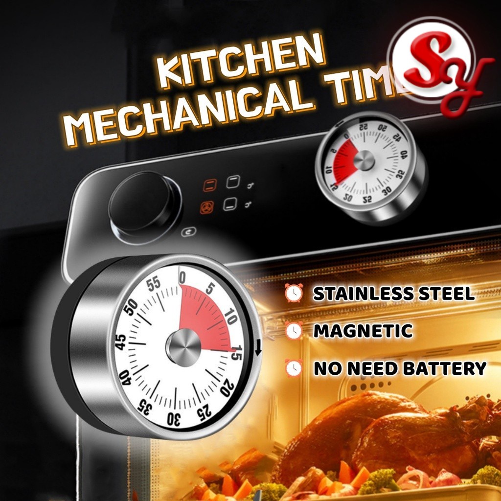 Magnetic Stainless Steel Mechanical Timer Kitchen Visual Timers 60 ...