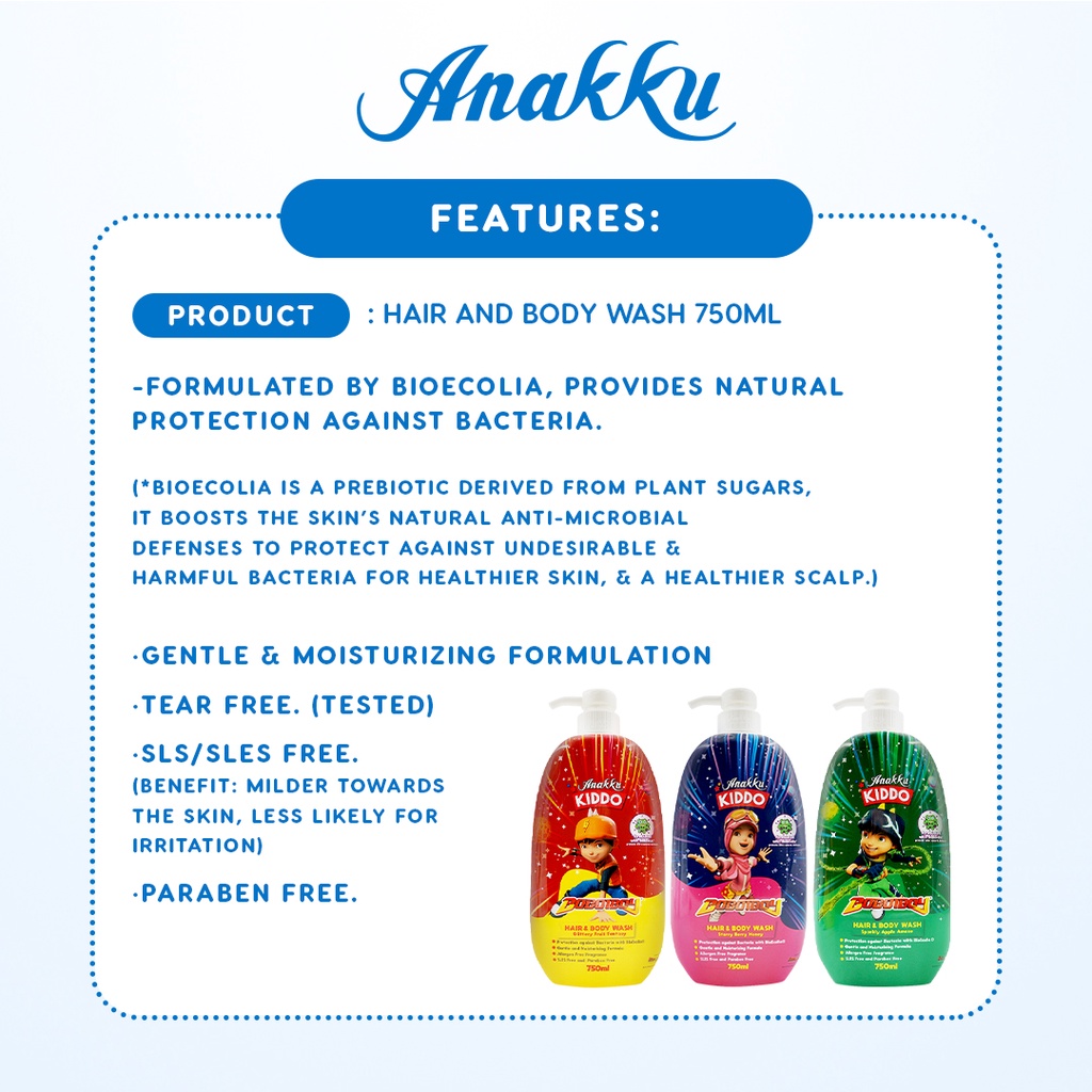 ANAKKU Kiddo Boboiboy Hair & Body Wash Baby Powder Talcum | Sabun Mandi ...