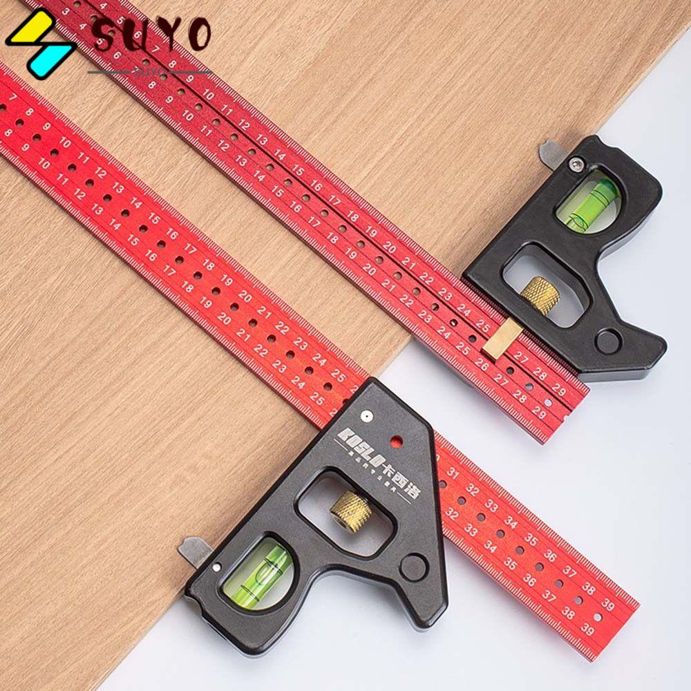 SUYO Level Gauge, with Bubble Movable Combination Right Angle Ruler ...