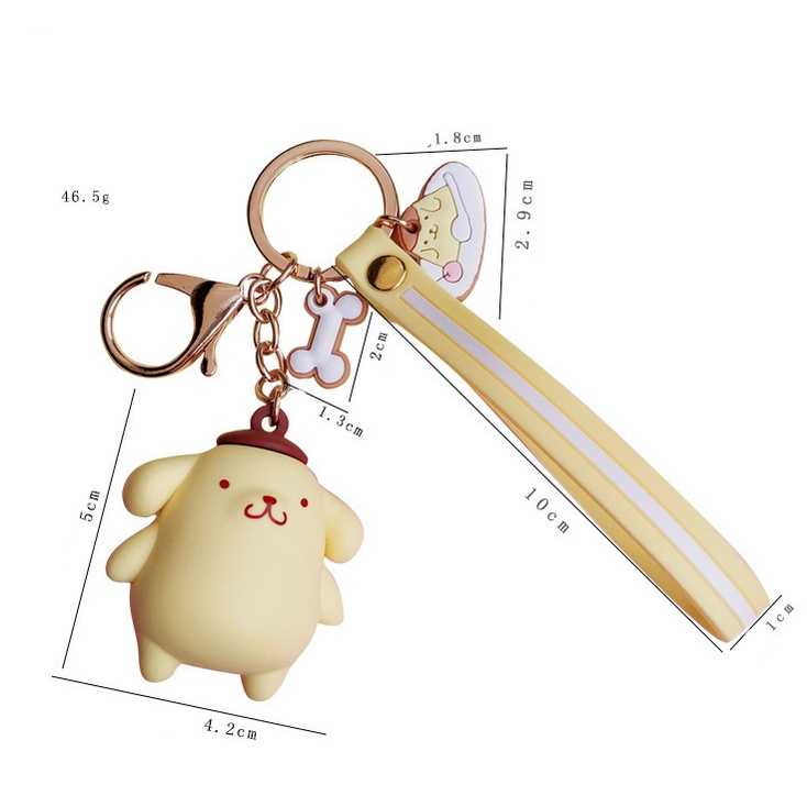 Hello Kitty Kuromi MY Melody Keychain POM Purin Keys Cute Cartoon Doll ...