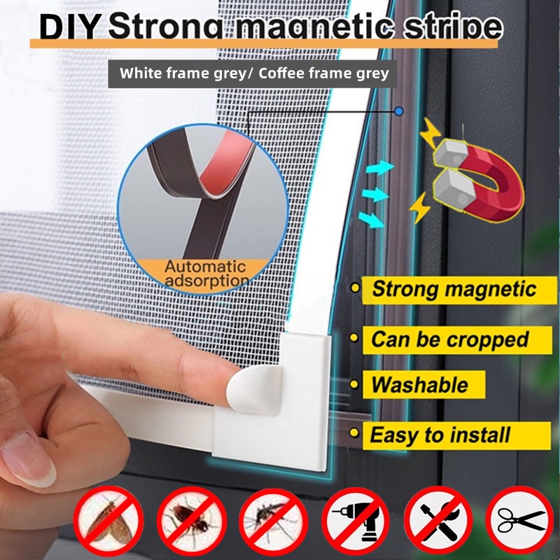 Magnetic Window Mosquito Net DIY Mesh Invisible Screen Fiberglass ...