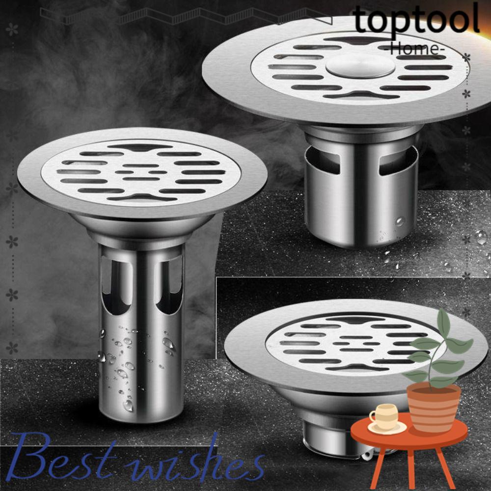 TOPTOOL Shower Floor Drain, with Grid Grate Cover Backflow Preventer Sink Strainer, Useful ...