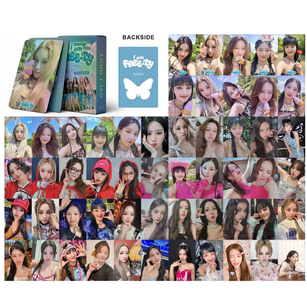 50-55pcs (G)I-DLE Hologram Laser LOMO cards Photocards Queencard I am FREE-TY I LOVE Album I ...