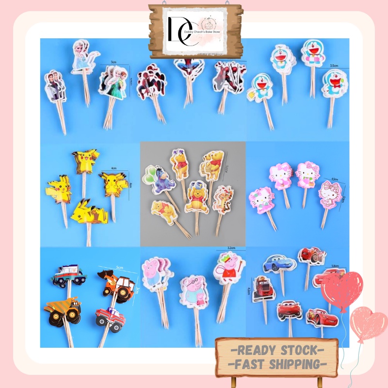 24pcs Cute Cartoon Toothpick Desert Flag Cupcake Topper Cake Decoration ...