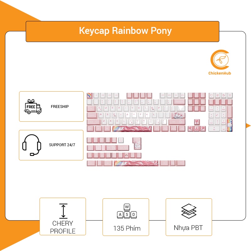 Rainbow Pony keycaps set 135 keys | Cherry Profile | Pbt Plastic ...