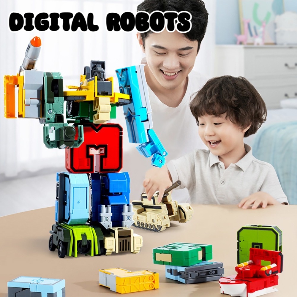 Number Transforming Robot [0-9 = - + x ÷] 15 Pieces Transformer Kid Children Toy Educational Fun ...