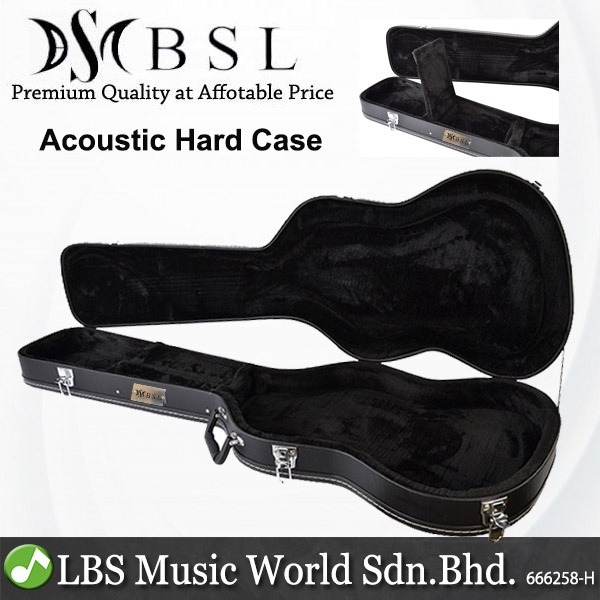 BSL Dreadnought Acoustic Guitar Hard Wood Case Hardcase - Black ...