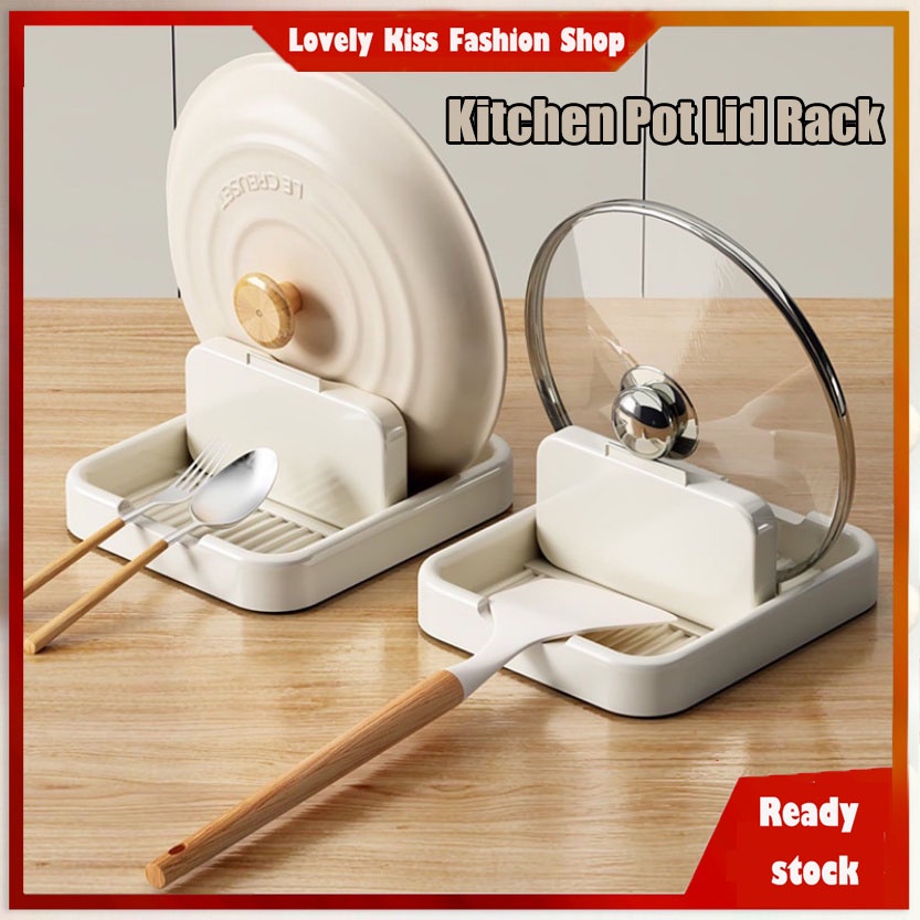 Kitchen Pot Lid Rack Foldable Countertop Shelf Storage Rack For