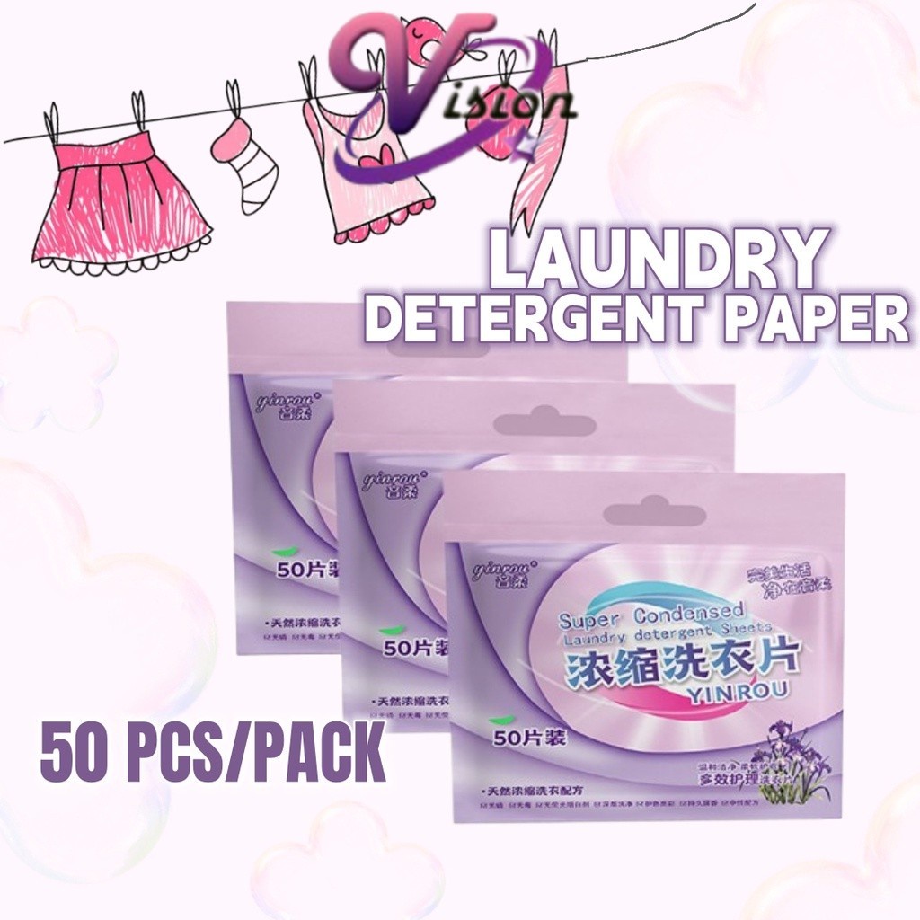 (50 PCS) Concentrated Detergent Laundry Paper In Packs Color Protect ...