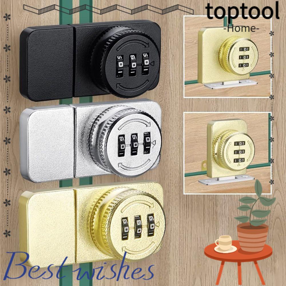 TOPTOOL Glass Door Password Lock, Zinc Alloy 3 Digital Code Display ...