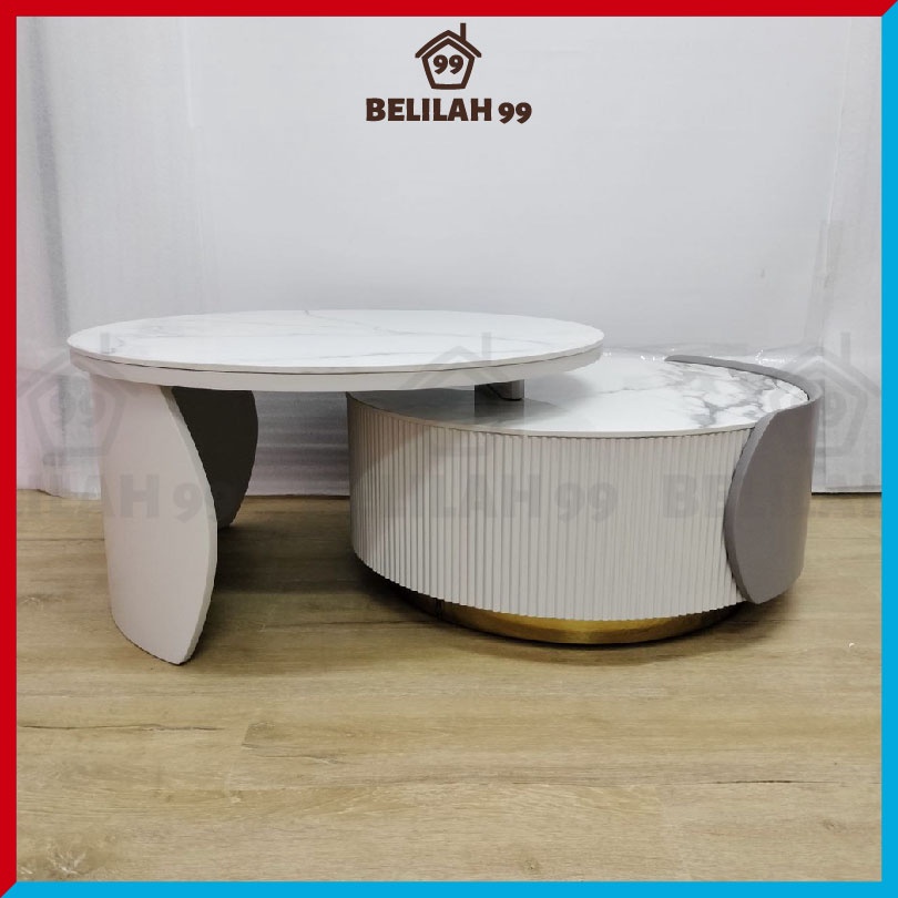 Belilah 2in1 Coffee Table Sintered Stone Ceramic Round Table Marble ...