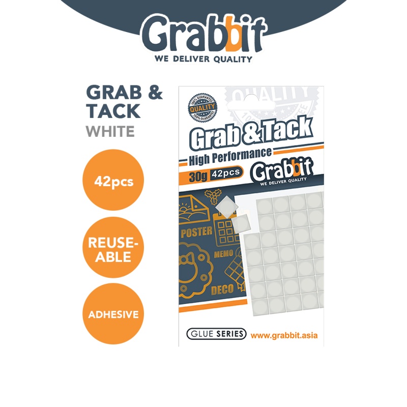 GRABBIT Grab & Tack White Adhesive Tack 30g [42pcs] GRAB-GL-GT | Shopee ...