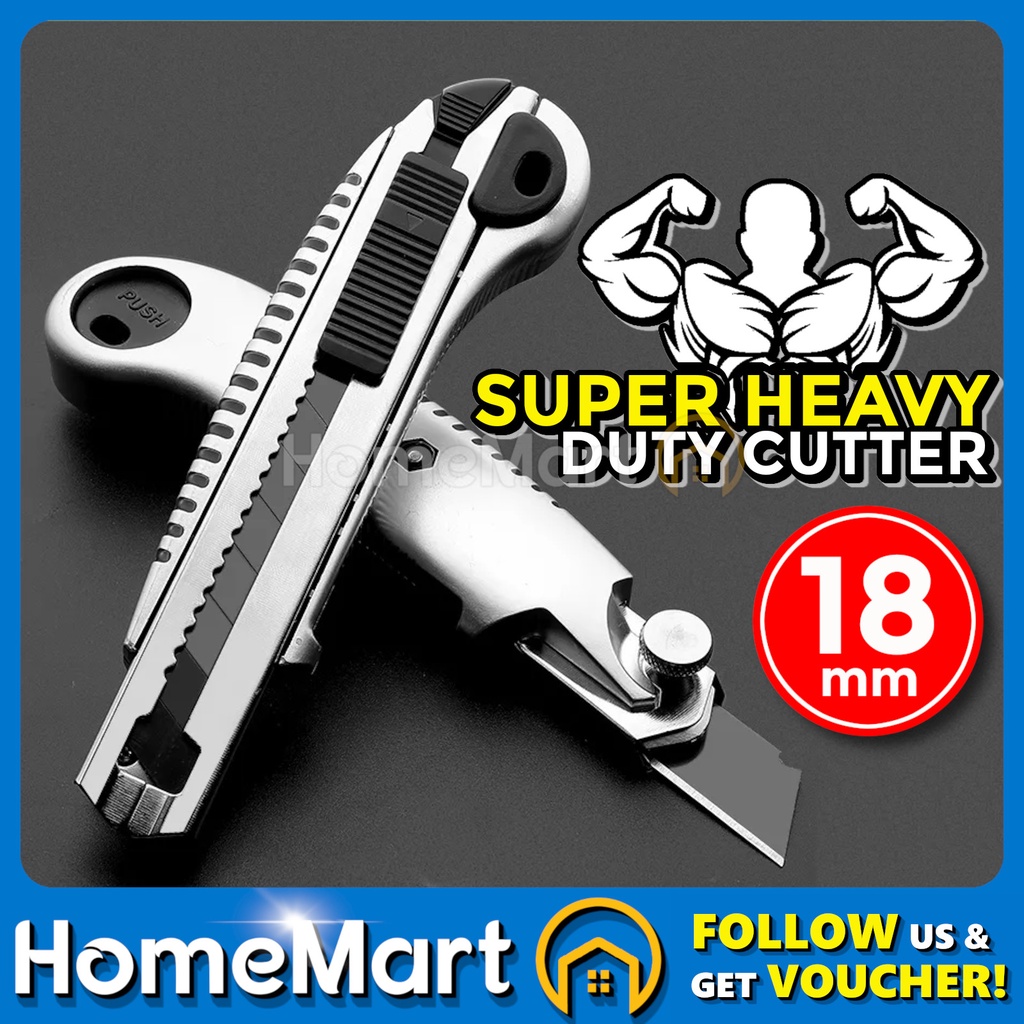 【SILVER】 HEAVY DUTY 18mm Cutter Knife Paper Cut Blade | Pisau Pemotong ...