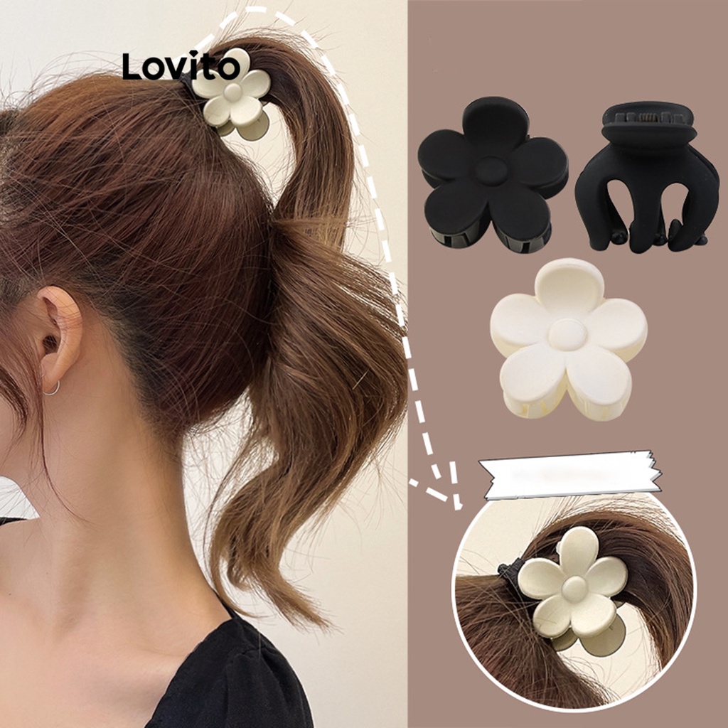 Lovito Casual Plain Basic Hair Clips for Women L63AD163 (Black and ...