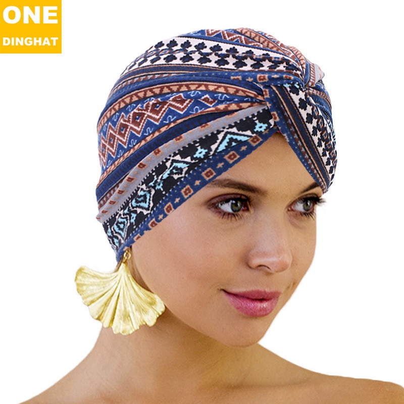 Ethnic Style Cross Twist Cap Bohemian Style Headscarf Cap Chemotherapy ...
