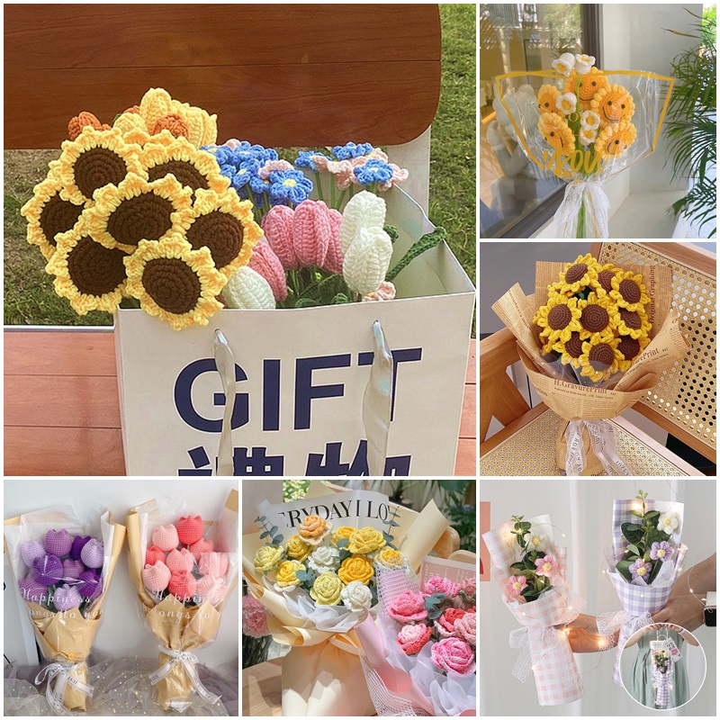 Sunflower Handmade Crochet Flowers Creative Ins Hand-woven Artificial ...