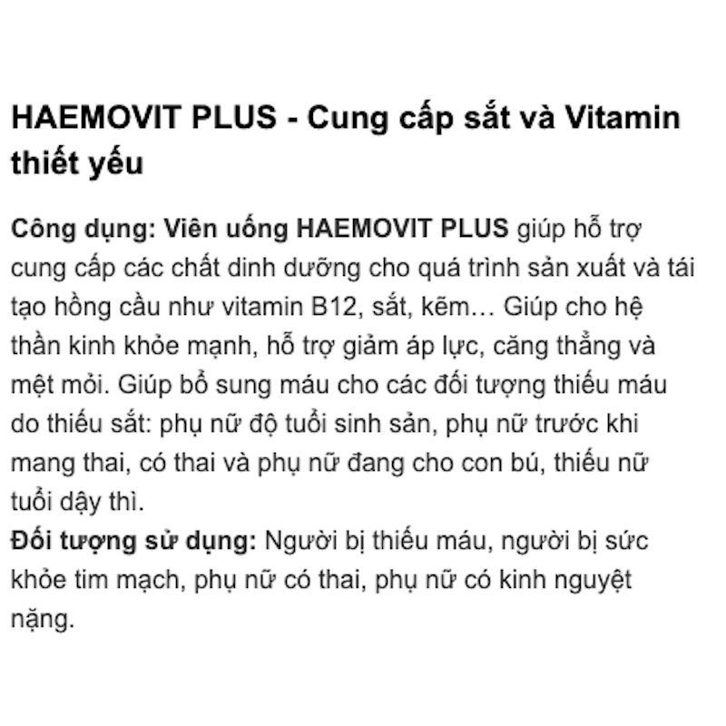 Haemovit box of 100 tablets (Thailand) | Shopee Malaysia
