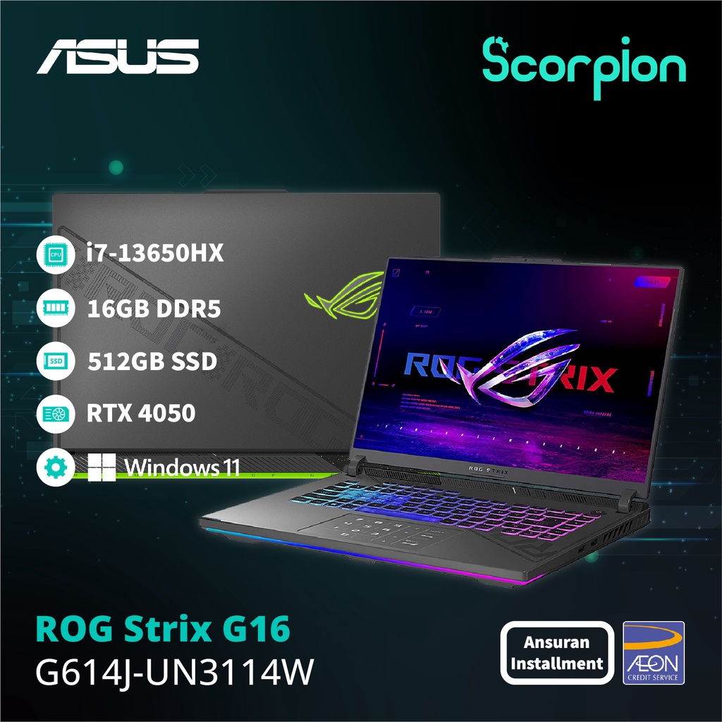 Asus ROG Strix G16 G614J-UN3114W Gaming Laptop（Aeon Credit Services-36 ...