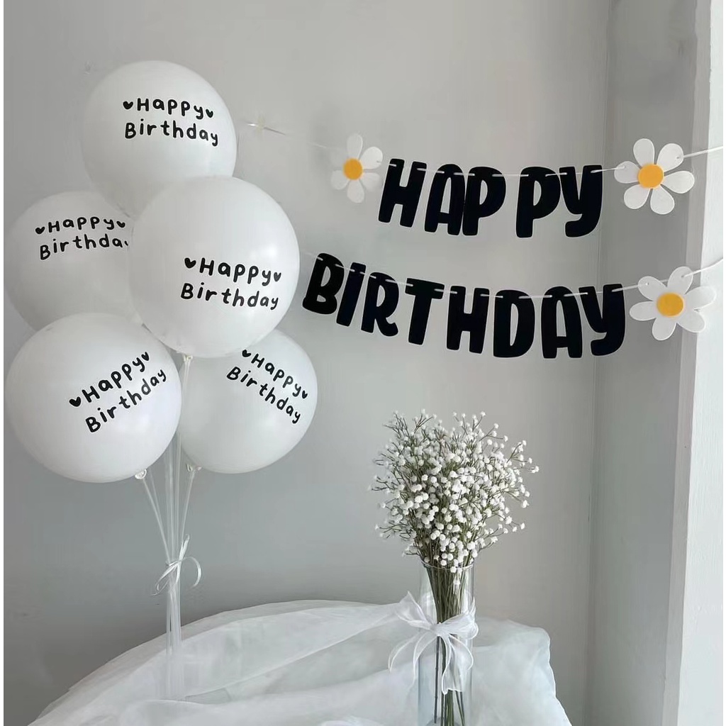 INS Baby Shower white Happy Birthday Heart Latex Balloons Kids Party ...