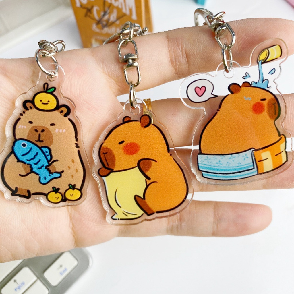 Cartoon Cute Capybara Keychain Pendant Simulation Capibara Anime Toy ...