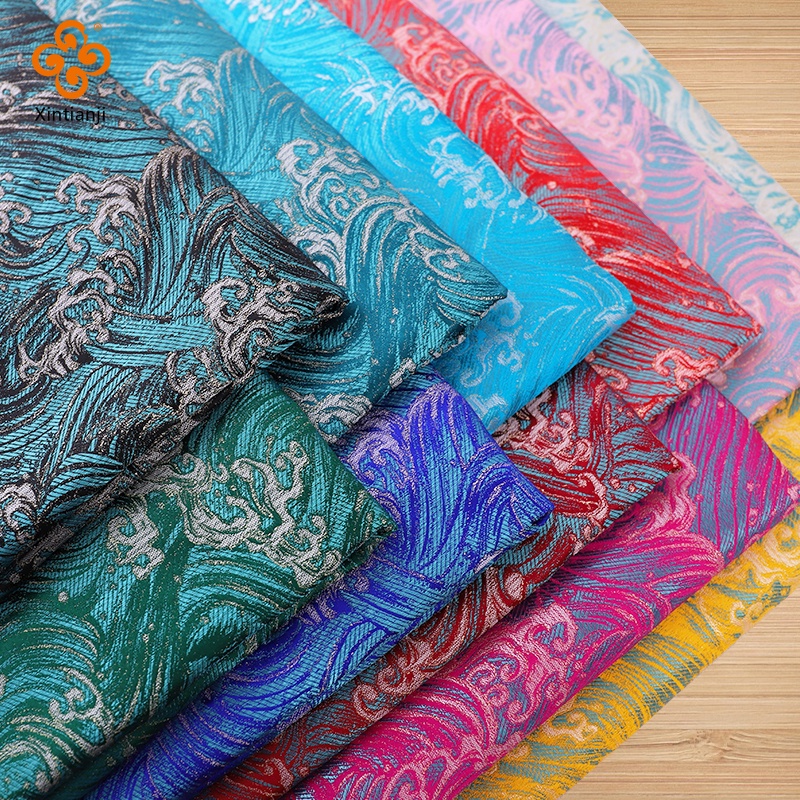 High-density nylon brocade satin fabric waves jacquard cheongsam ...