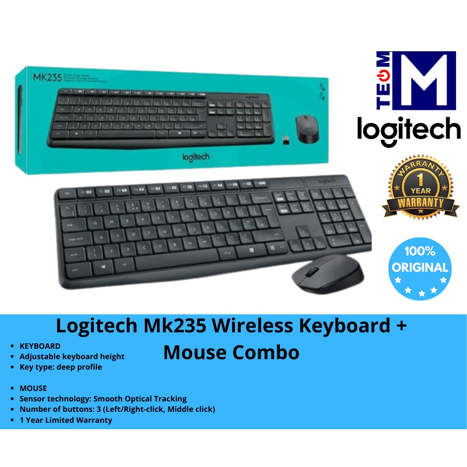 Logitech Mk235 Wireless Keyboard Mouse Combo Black Shopee Malaysia