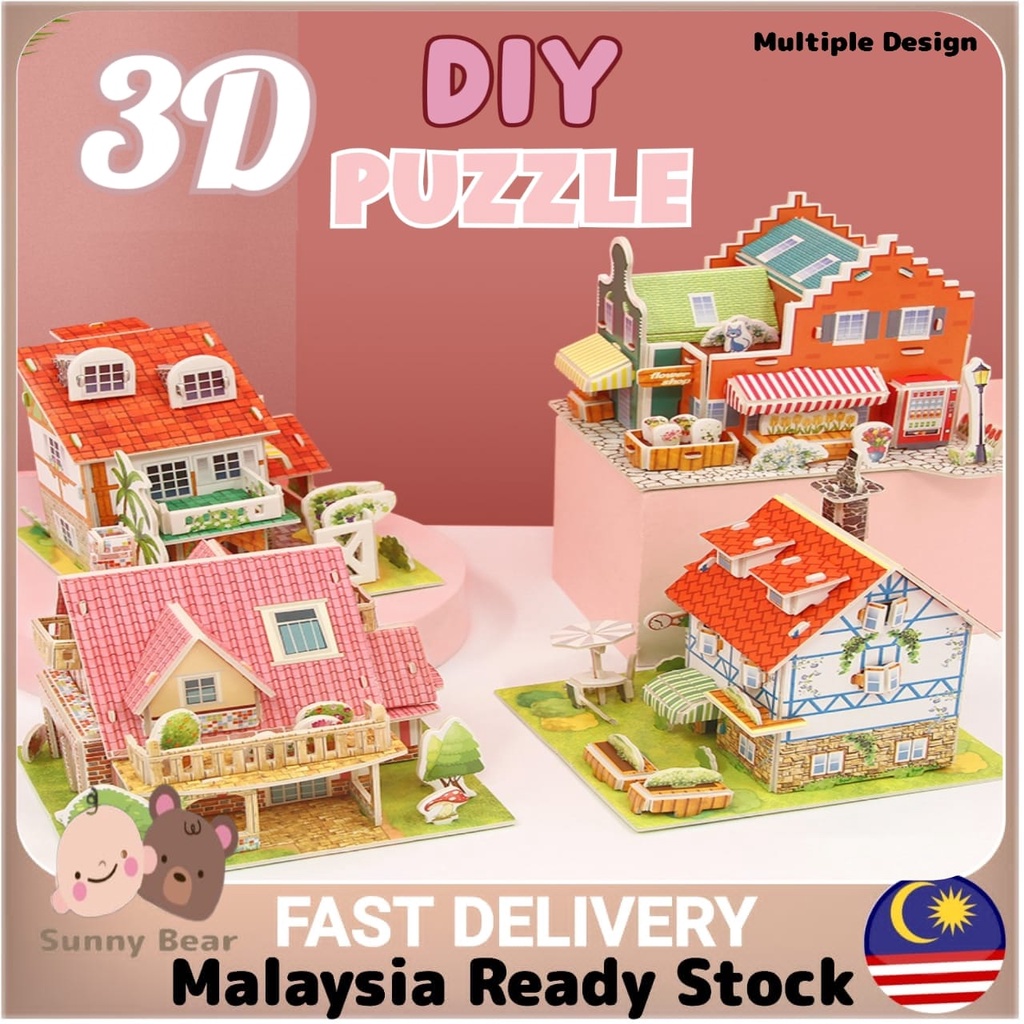 Mainan 3D Puzzle Kanak Kanak 3D DIY Building Cardboard Puzzle Early ...