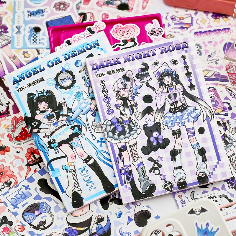 Dark Night Rose Series High-Quality Adhesive Sticker Book Cartoon Sweet ...