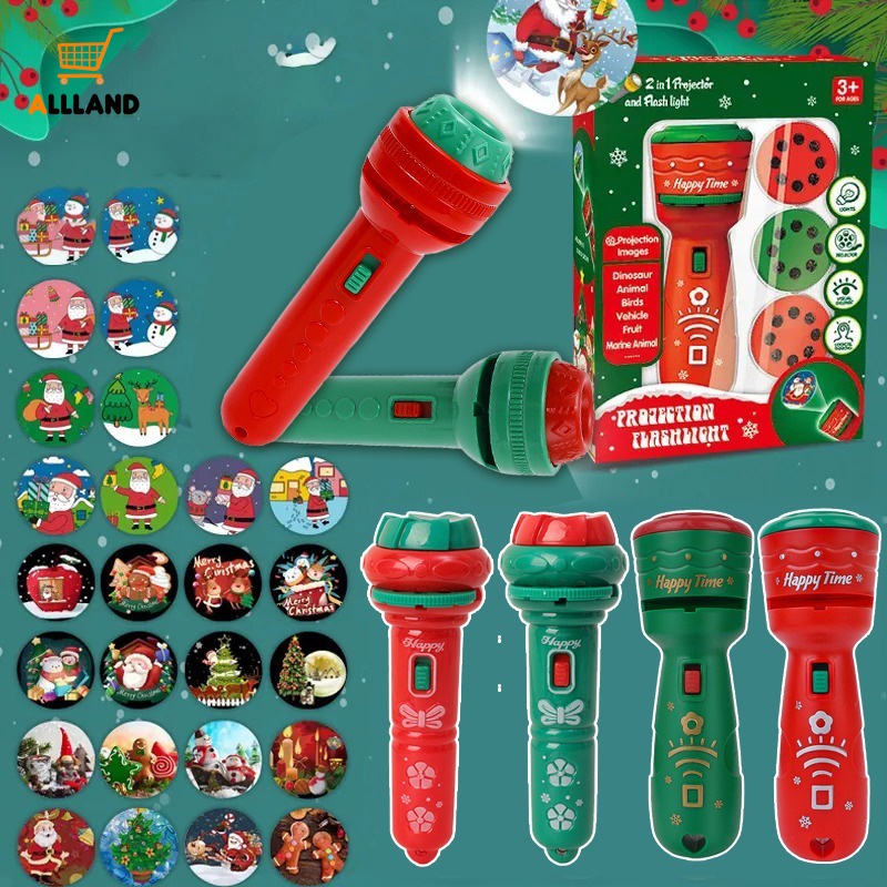 Fun Cartoon Santa Claus Projector Flashlight Toys/ Kids Early Education ...