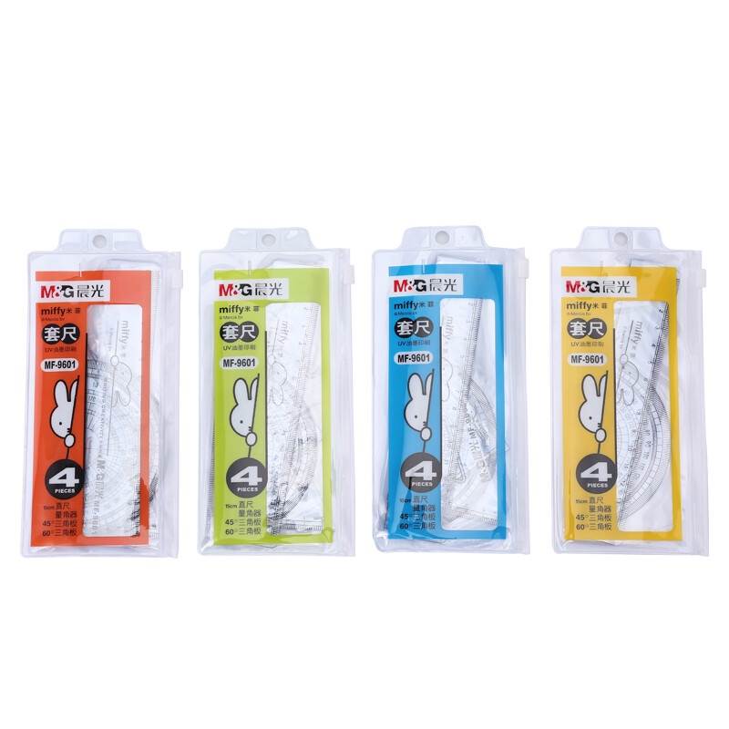 M&G Stationery Miffy Drawing Ruler Set Measurement Ruler Triangular ...