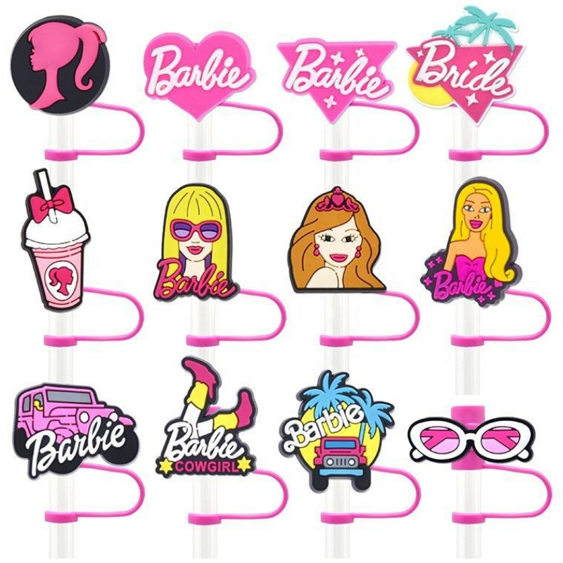 Barbie Cartoon Soft Rubber Straw Dust-proof Cap Glass Straw Cap ...