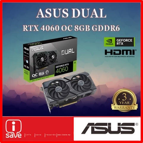 ASUS Dual GeForce RTX™ 4060 OC Edition 8GB GDDR6 Graphics Card | Shopee Malaysia