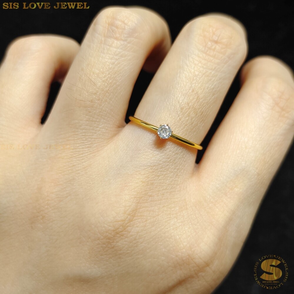 Sis Love Jewel Zirconia Ring for Woman Titanium Steel 18K Gold Plated Simple Cincin Jewellery ...