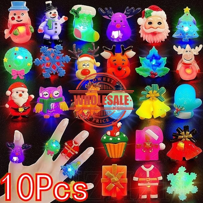 10Pcs Merry Christmas Party Finger Lights / Santa Claus Snowflake Xmas ...