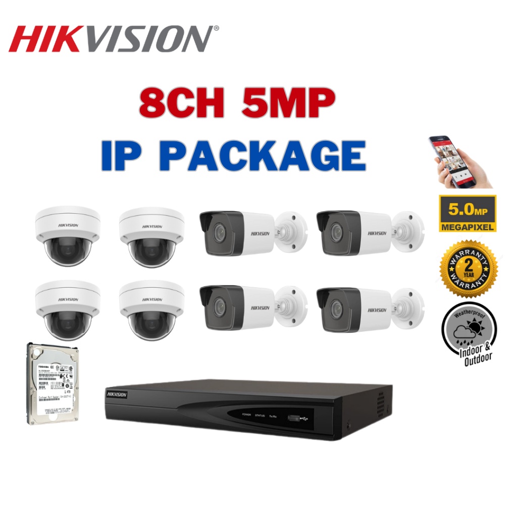NEW HIKVISION CCTV Network IP 8 Channel Set 4K 2MP-8MP With Hardisk DS-7608NI-Q1/8P/DS-2CD1153G0 ...