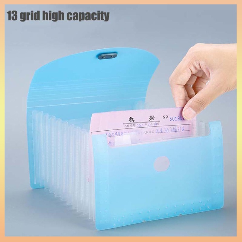 A6 Multi-layer 13 Grids Expanding Wallet File Folder Buckle Organ Bag ...