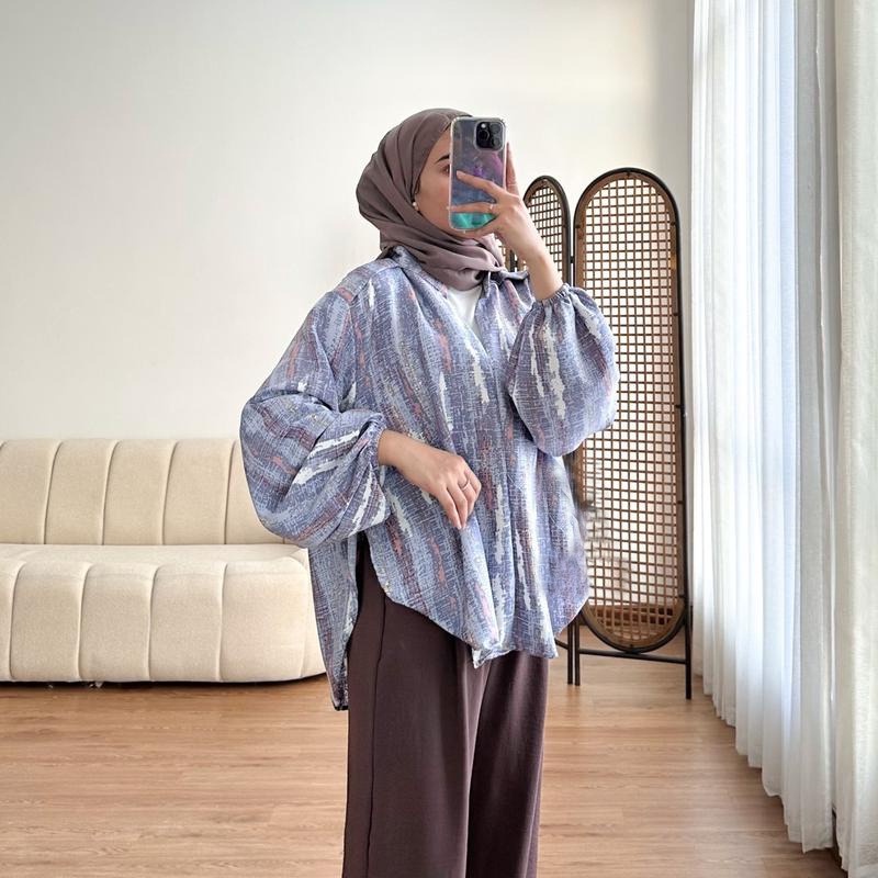 KEMEJA Prektus - ZPF Women PIA/Oversize Bamboo Blouse/Long Sleeve Women ...