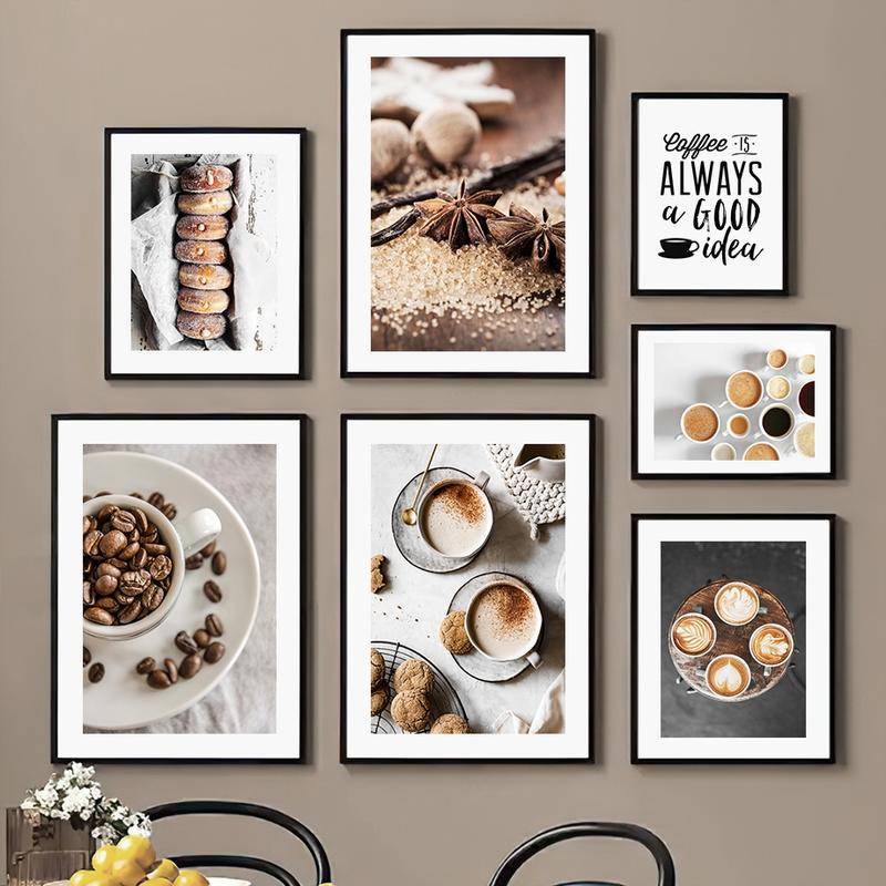 Coffee Biscuit Cake Culture Canvas Painting Poster for Kitchen Shop ...