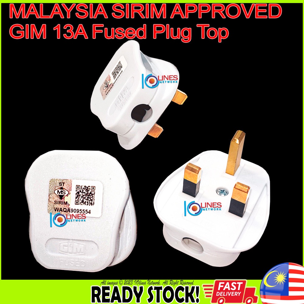 GIM 13A Plug Top UK Standard 3 Pin BS Standard Kepala Plug Elektrik ...
