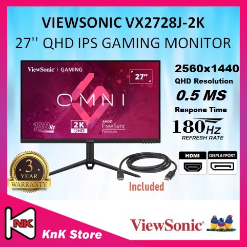 ViewSonic OMNI 27" VX2728J / VX2728J-2K QHD IPS GAMING MONITOR ...