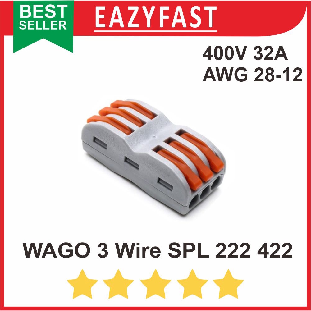 Terminal Block Clamp Wago Connector 3p 3 Way Wire Cable SPL 222 423 | Shopee Malaysia